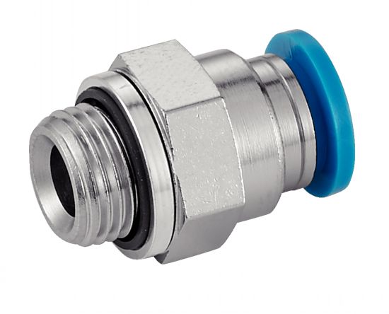 RACCORD DROIT FILETAGE MÂLE CYLINDRIQUE AVEC JOINT Laiton nickelé et polymères (Modèle : 50941)