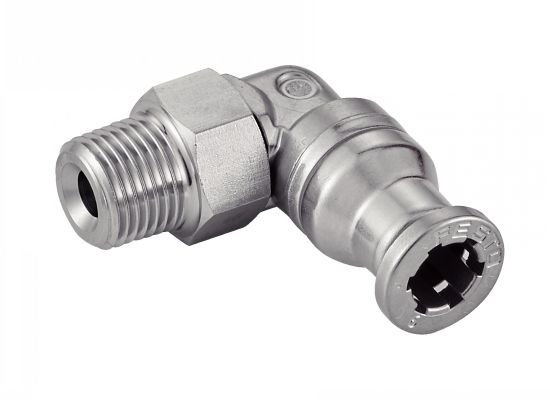 RACCORD COUDÉ ORIENTABLE FILETAGE MÂLE CONIQUE Inox (Modèle : 50962)