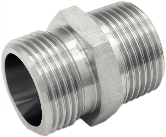 ADAPTATEUR MÂLE GAZ CYLINDRIQUE ISO 228-1 / MÂLE GAZ CONIQUE ISO7-1 Inox 316L (Modelo : 5292)