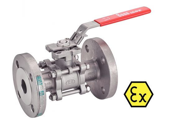 VANNE 3 PIÈCES ATEX À BRIDES AVEC PLATINE ISO PASSAGE INTÉGRAL ...