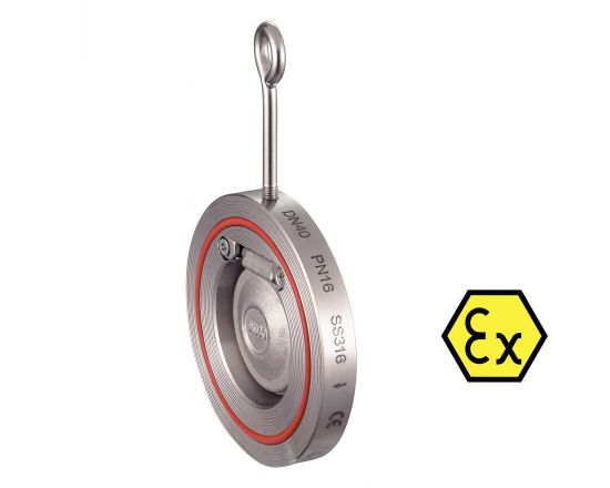 Clapet anti-retour simple battant entre brides PN25 en inox